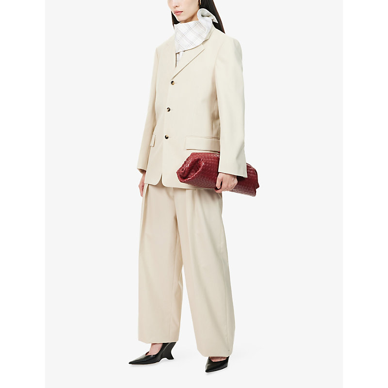 BOTTEGA VENETA Bottega Veneta Pinstripe Pleated Wool-Blend Trousers